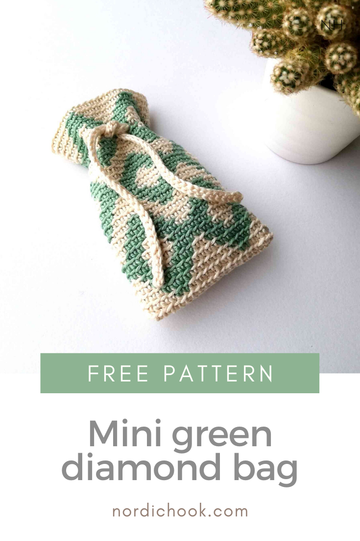 Mini green diamond bag - Nordic Hook - Free crochet pattern