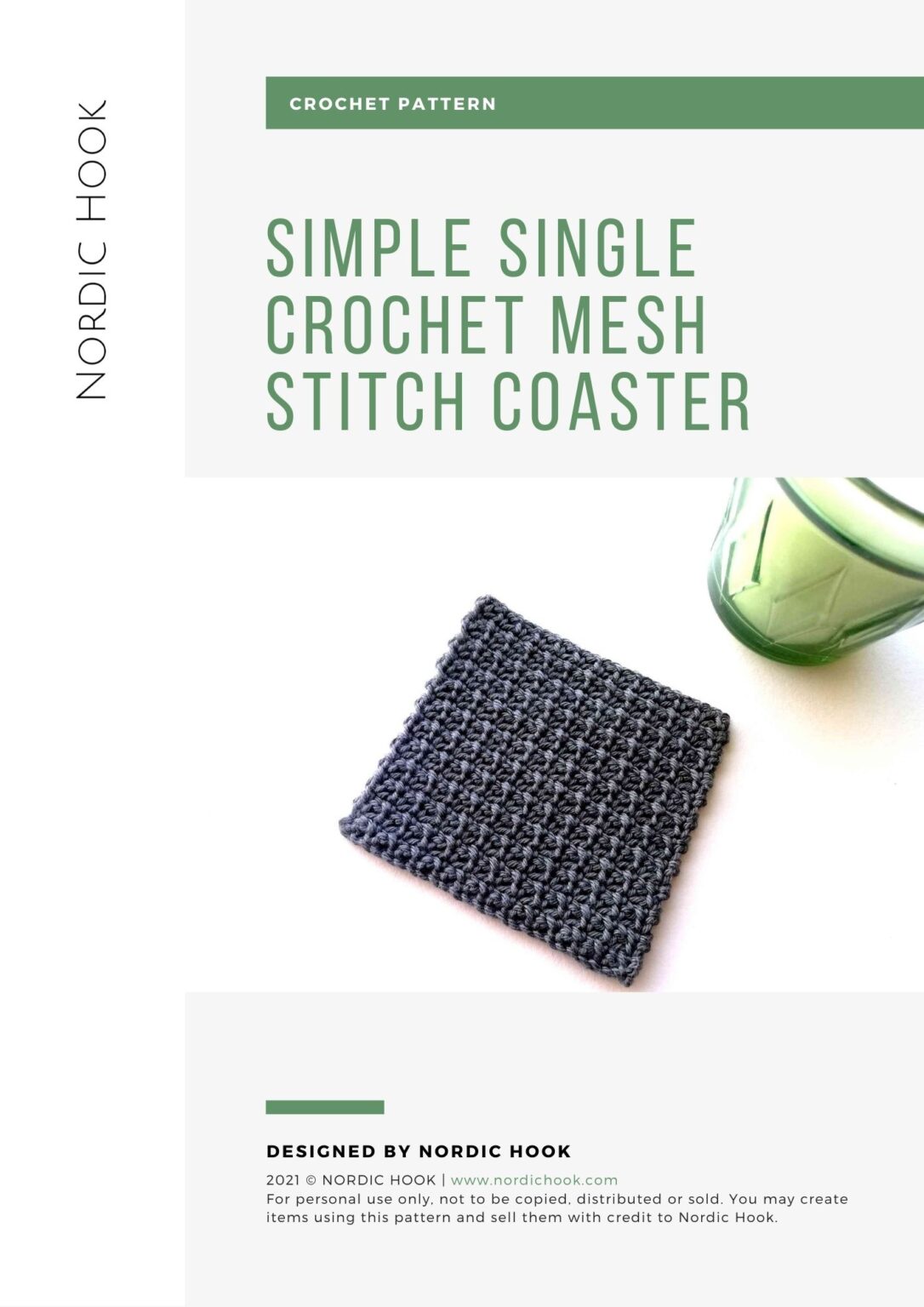 Simple single crochet mesh stitch coaster - Nordic Hook - Free pattern