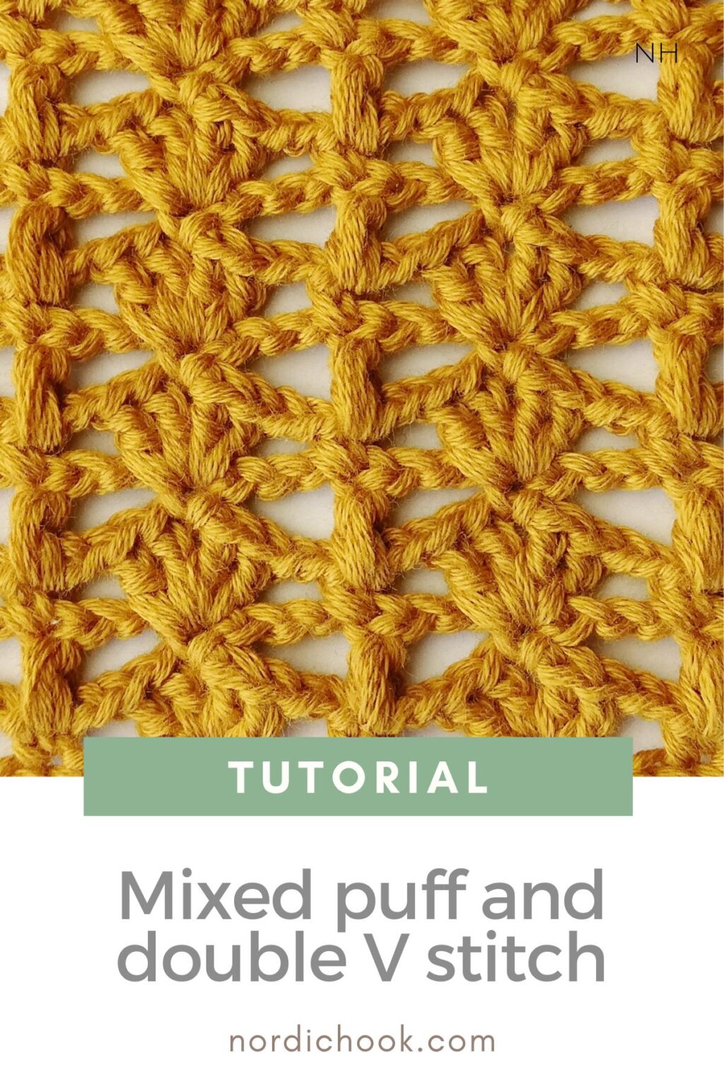 The mixed puff and double V stitch - Nordic Hook - Free crochet stitch ...