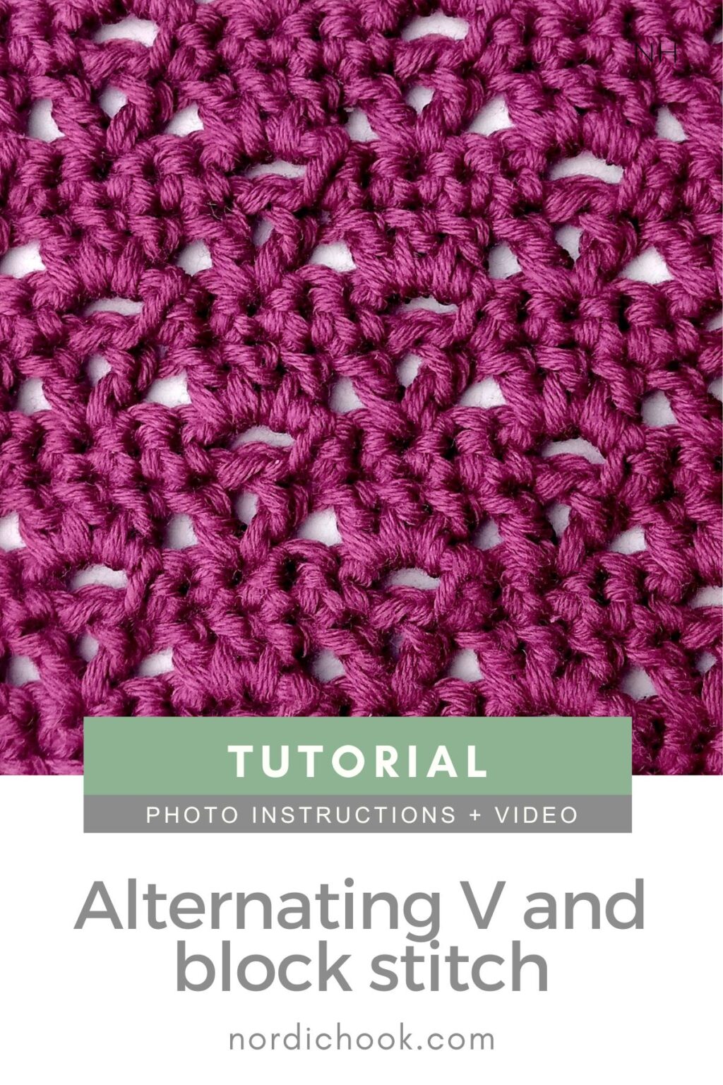 The alternating V and block stitch - Nordic Hook - Free crochet stitch ...