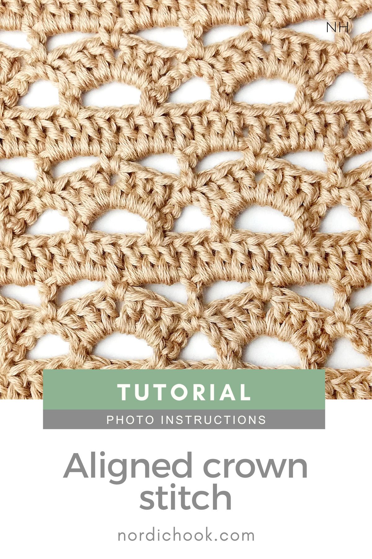 Aligned crown stitch - Nordic Hook - Free crochet stitch tutorial