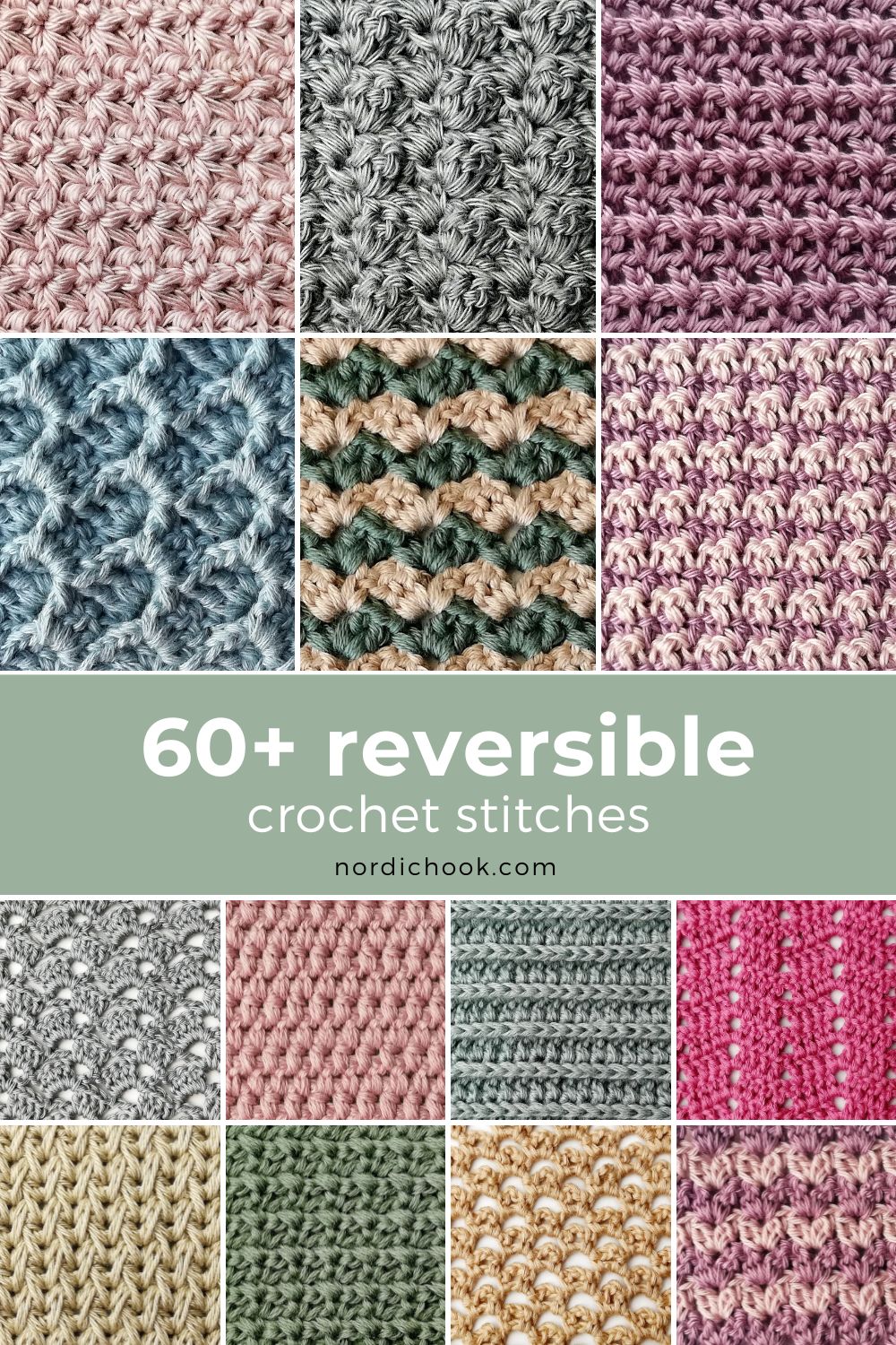 60+ reversible crochet stitches (step-by-step with photos) - Nordic Hook