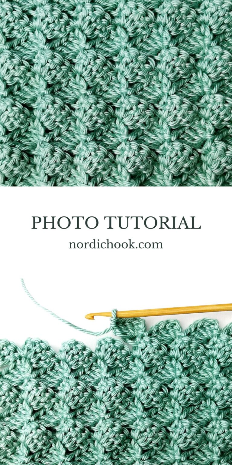 Mixed diagonal shell stitch - Nordic Hook - Free crochet stitch tutorial