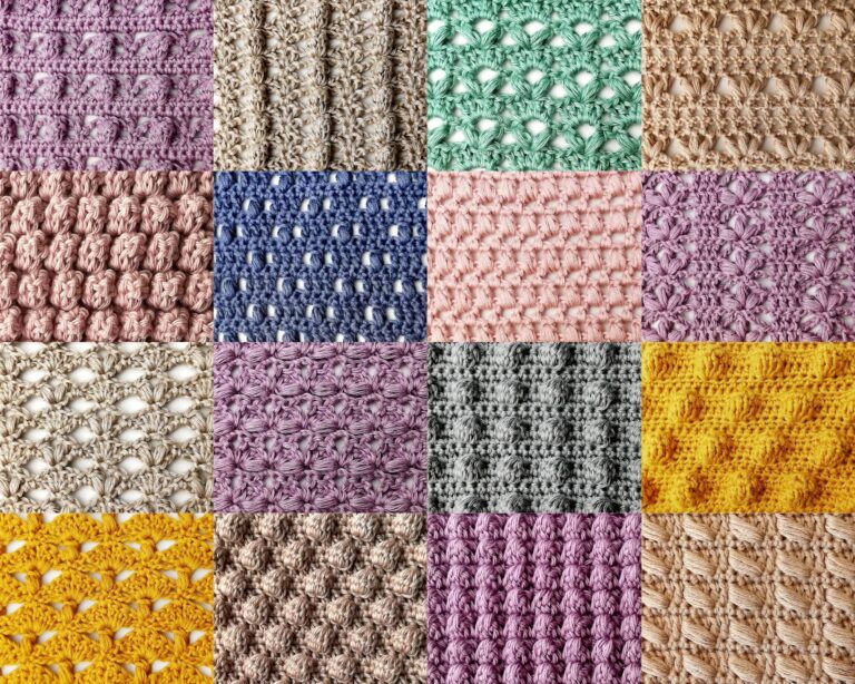 20+ textured crochet stitches with puff, bobble and popcorn stitches ...